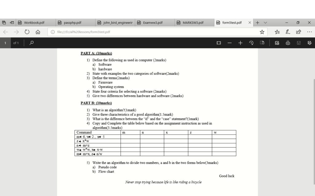 Computer Software,Hardware and Algorithm Test Questions ...