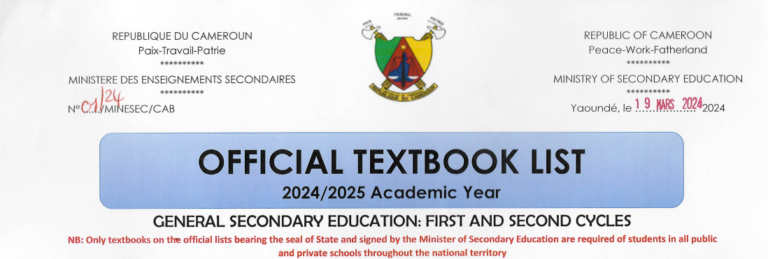 official textbook list 2024/2025 academic year - cameroongcerevision.com
